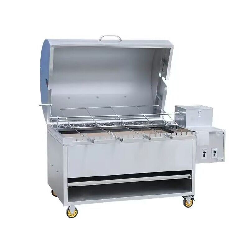 XL Stainless Steel Multi-function Hooded Spit Roaster Charcoal BBQ Gri ...